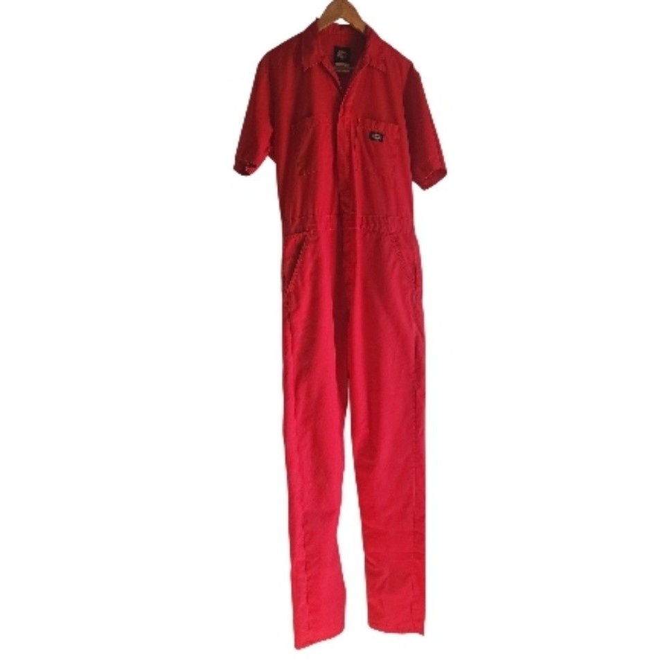 Dickies Bright Red Workwear Jumpsuit Overall Coverall Sz M Unisex | eBay