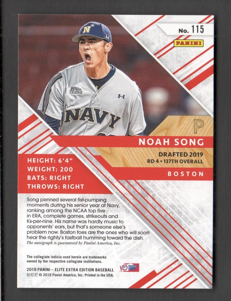 2019 Elite Extra Edition Baseball Autograph #115 Noah Song AUTO | eBay