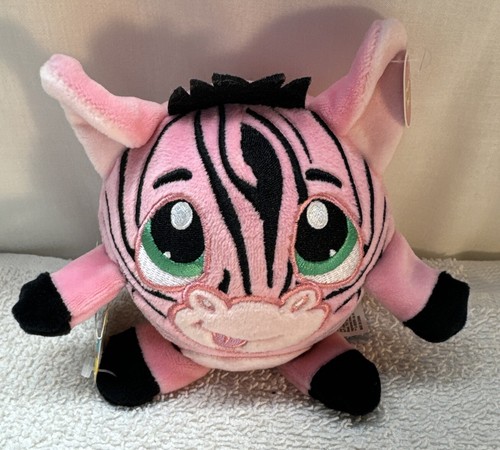 Crunchimals Zebra Pink & Black Crunchable Stuffed Animal Plush 4" w ...