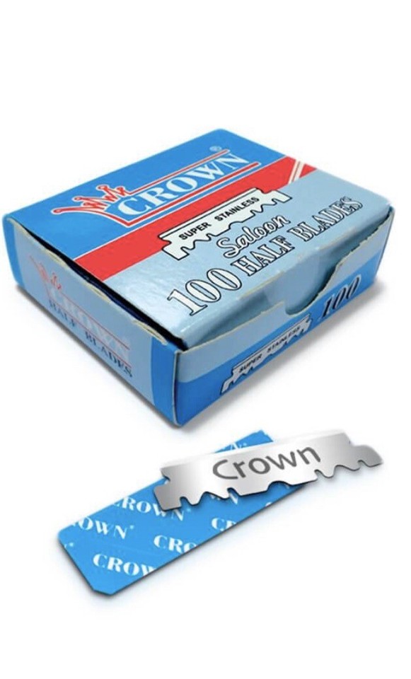 100 CROWN Razor Blades Stainless Single edge For Shavette Barber Salon ...