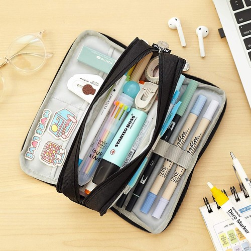 CICIMELON Large Capacity Pencil Case 3 Compartment Pouch Pen Bag for ...