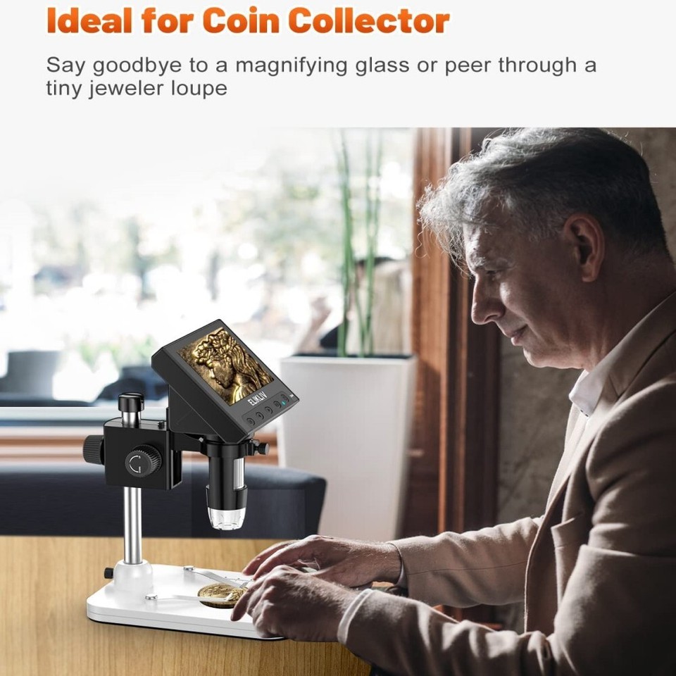 Elikliv 4.3" LCD Digital Microscope Soldering 1000X Adult Coin ...