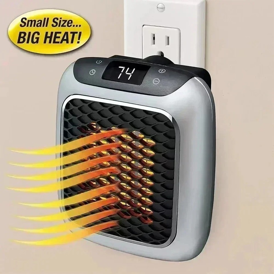 800W Wall Outlet Space Heater | Portable Electric Heater with ...