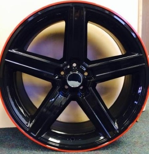 22" IROC Wheel 🔥 22X9.5 +10 6X139.7 🔥CB78.1 Black Red Lip Baller Rim ...