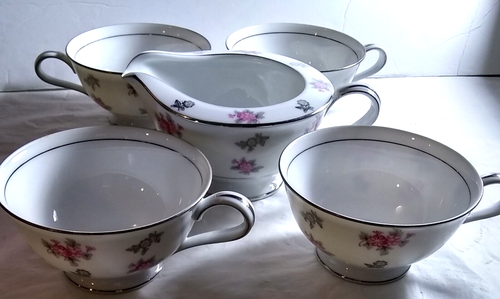 Noritake China Anita Pattern Coffee Mugs Tea Cups with Creamer 5 piece ...