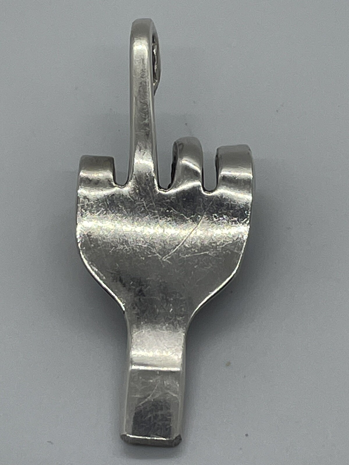 Silver Biker/Motorcycle/Rocker Middle Finger Fork Nec… - Gem