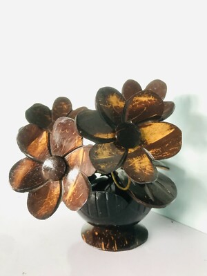 Coconut shell Flower vase handmade natural Flowers Wooden Eco Friendly ...