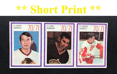 🥅 1970-71 Esso Power Players - Stripe of 3 stamps uncut - W 3 Short ...