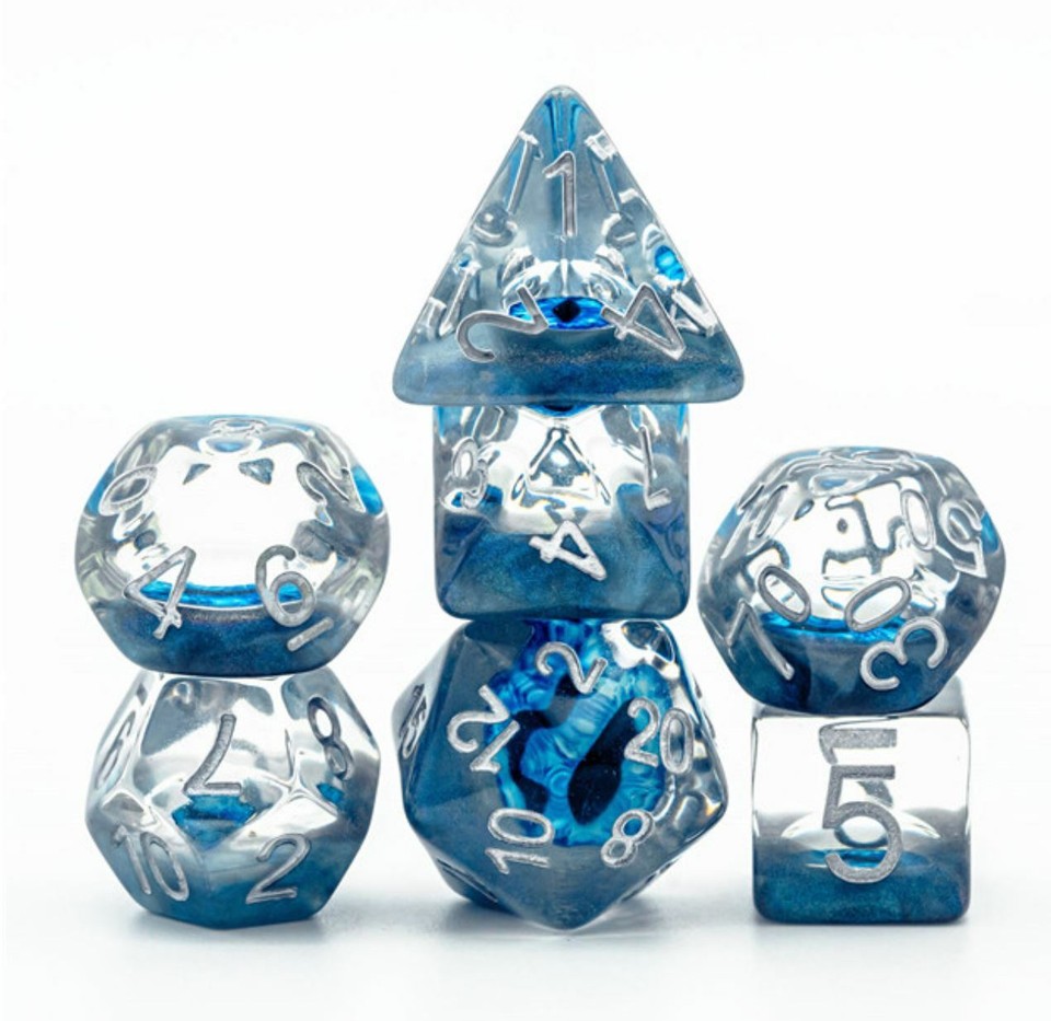 🧿 Blue Demon's Eye Dice Set Poly RPG DnD Dungeons Dragons AD&D ...