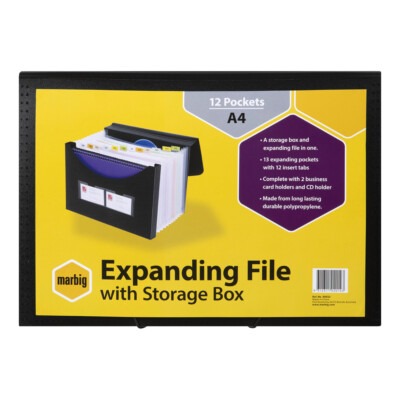 Marbig Expanding File w/ Extra Storage Box/Document Filling Organiser ...