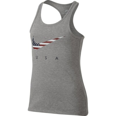NWT NIKE GIRLS GRAY RACERBACK AMERICANA 4TH JULY L XL | eBay