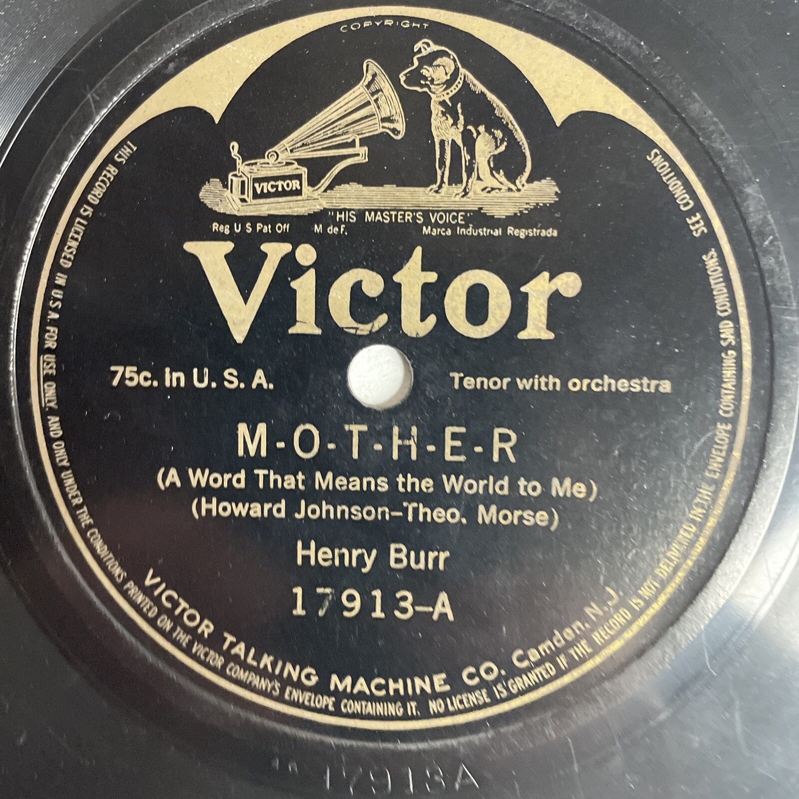 10" 78 RPM-Henry Burr-Mother/Albert Campbell/Henry Burr-The Wedding of ...