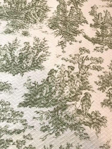 4 Fabric Sample Squares 14" X 15.5" Sage Green Toile Decorator 100% ...