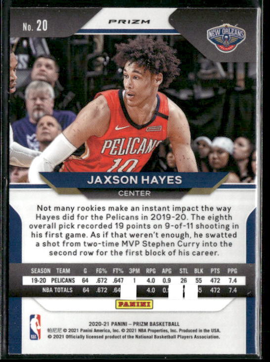 2020 Panini Prizm Jaxson Hayes 20 Red, White and Blue Prizms | eBay