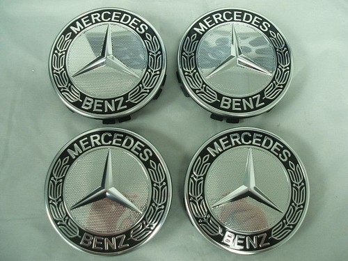 Genuine Mercedes-Benz Black Emblem Alloy Wheel Centre Caps X4 ...