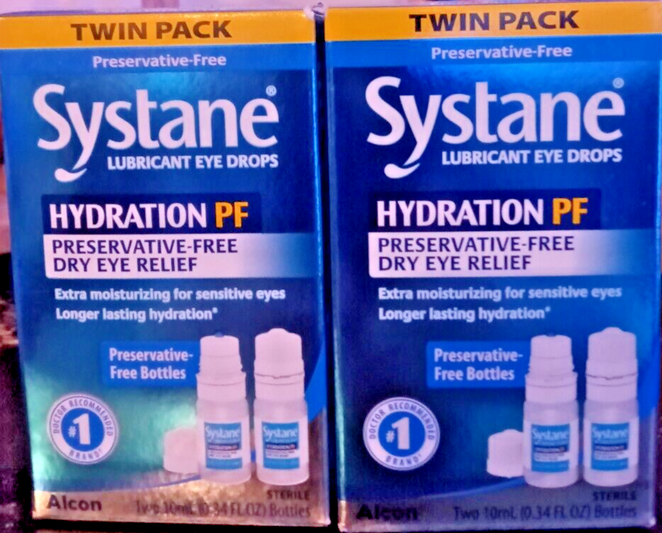 LOT OF 2 Systane Hydration PF Lubricant Eye Drops 10mL bottles 2 BOX ...