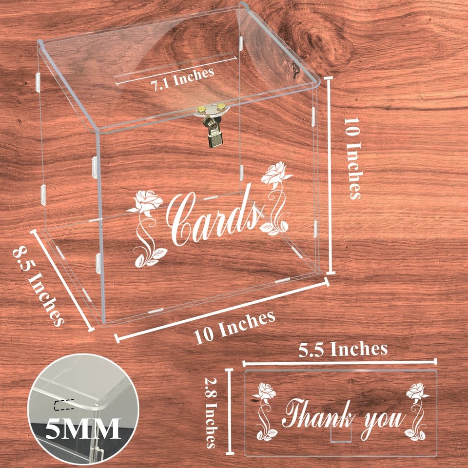 Wedding Card Box with Lock Acrylic Clear Card Boxes for Wedding ...