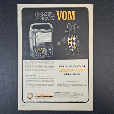 1968 Simpson 260-5P Volt-Ohm-Milliammeter Tester Vintage Print Ad Goof ...