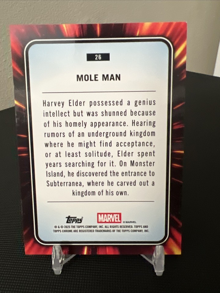 2025 Topps Chrome Marvel Mole Man Blue & Green Shimmer Refractor 025/ ...