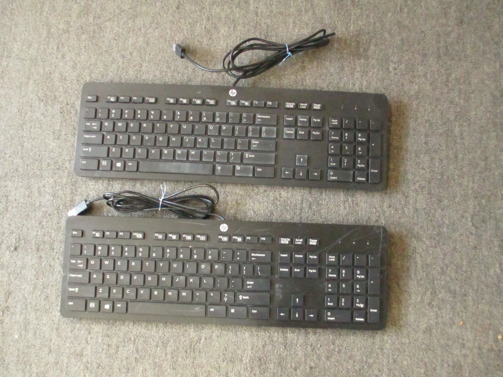 Lot of 2 HP Ultra Slim USB Keyboard 803181-001 - BLACK 104 Keys GUC | eBay