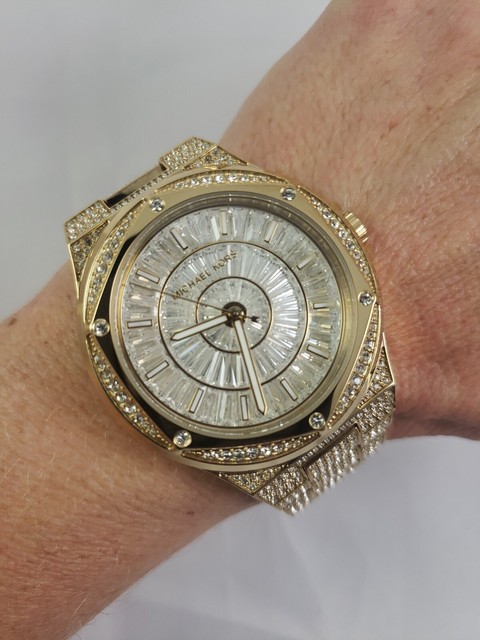 Michael Kors Lennox Women's Gold Crystal Pave White Dial Watch MK6991 ...