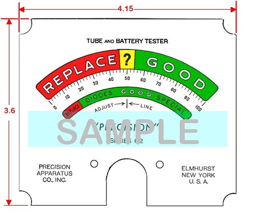 Precision Apparatus 612 Tube Tester Meter Faceplate ~ Digitally ...