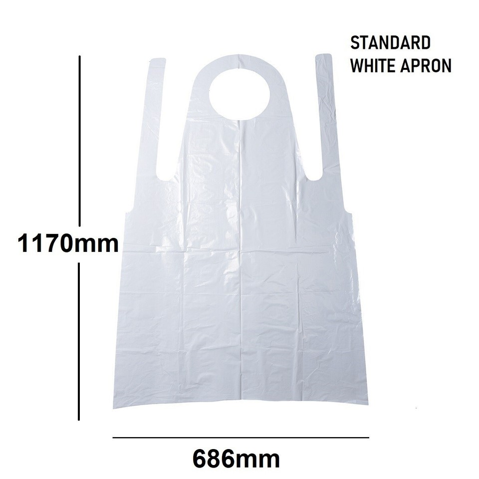 Disposable Aprons White Plastic PPE Food Catering kitchen Medical ...