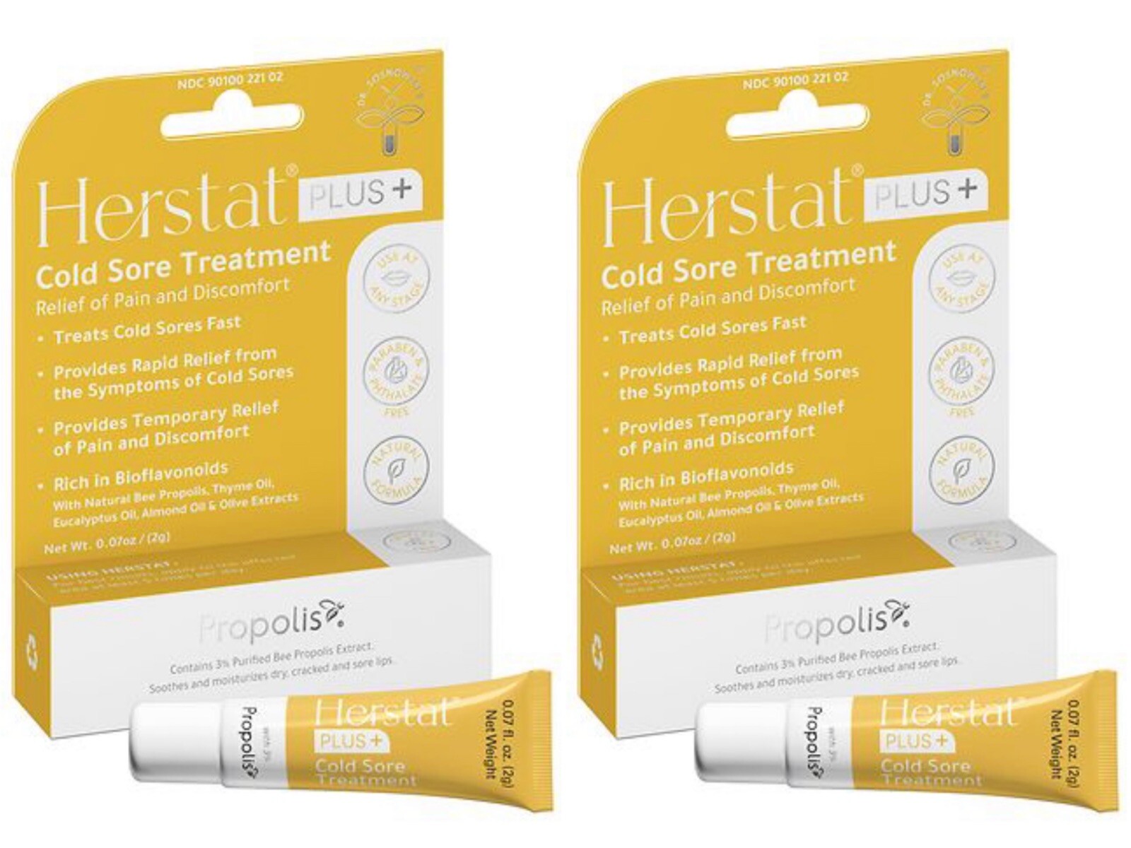 Herstat Plus+ Cold Sore Treatment Propolis Soothes + Moisturizes Lips ...