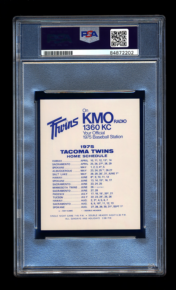 TOM KELLY SIGNED 1975 TACOMA TWINS MINOR LEAGUE AUTOGRAPHED PSA/DNA GEM ...