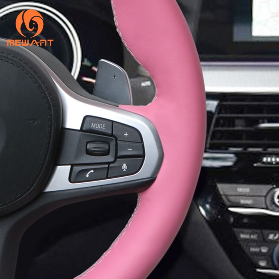 Pink Leather Car Steering Wheel Cover for BMW G20 F44 G22 G26 G30 G32 ...