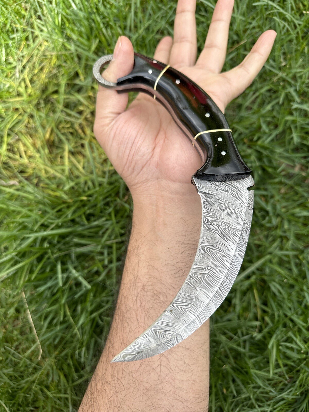 HANDMADE SICKLE DAMASCUS STEEL HUNTING KARAMBIT SURVIVAL CLAW KNIFE ...