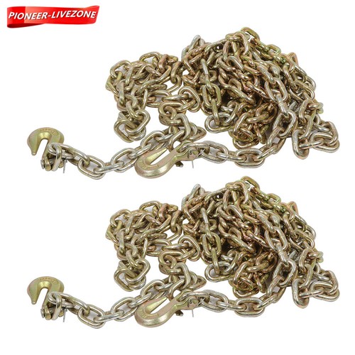 Tow Chain Tie Down Binder Chain Flatbed Truck Trailer Safety 2 Pack 3/8 ...
