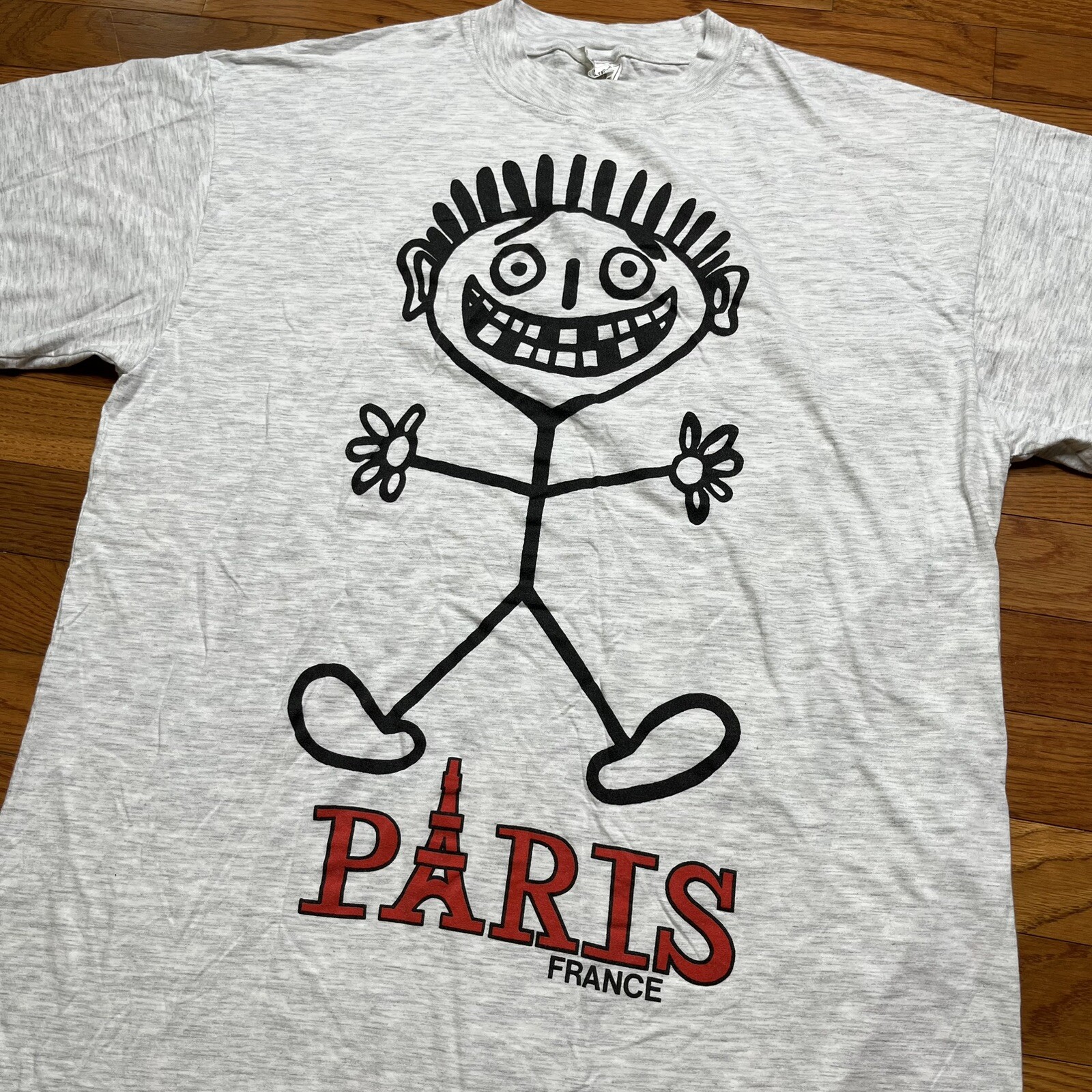 Vintage 00s Paris Smiley Face Stick Figure Paris Fran… - Gem