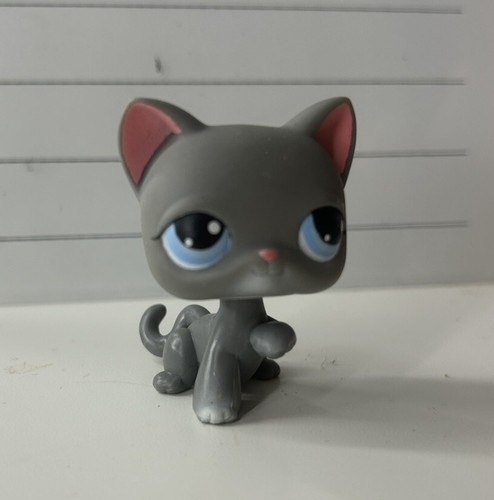 Littlest Pet Shop LPS Authentic Dark Grey Blue Eyes Paw Up Cat #74 | eBay