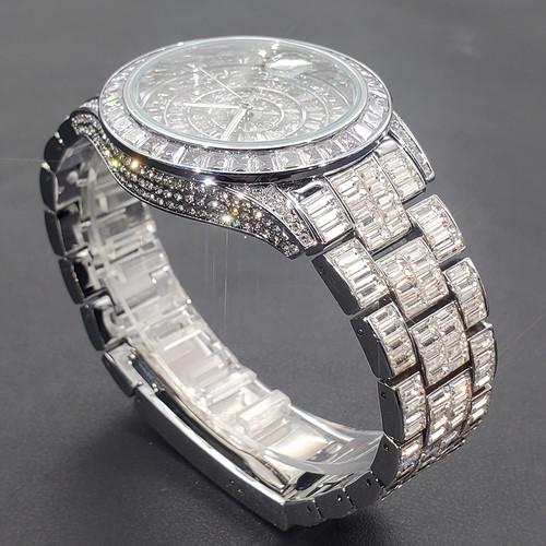 Princess Baguette Cz Diamond Men's Ice Out Watch King Bling Iced Hip ...