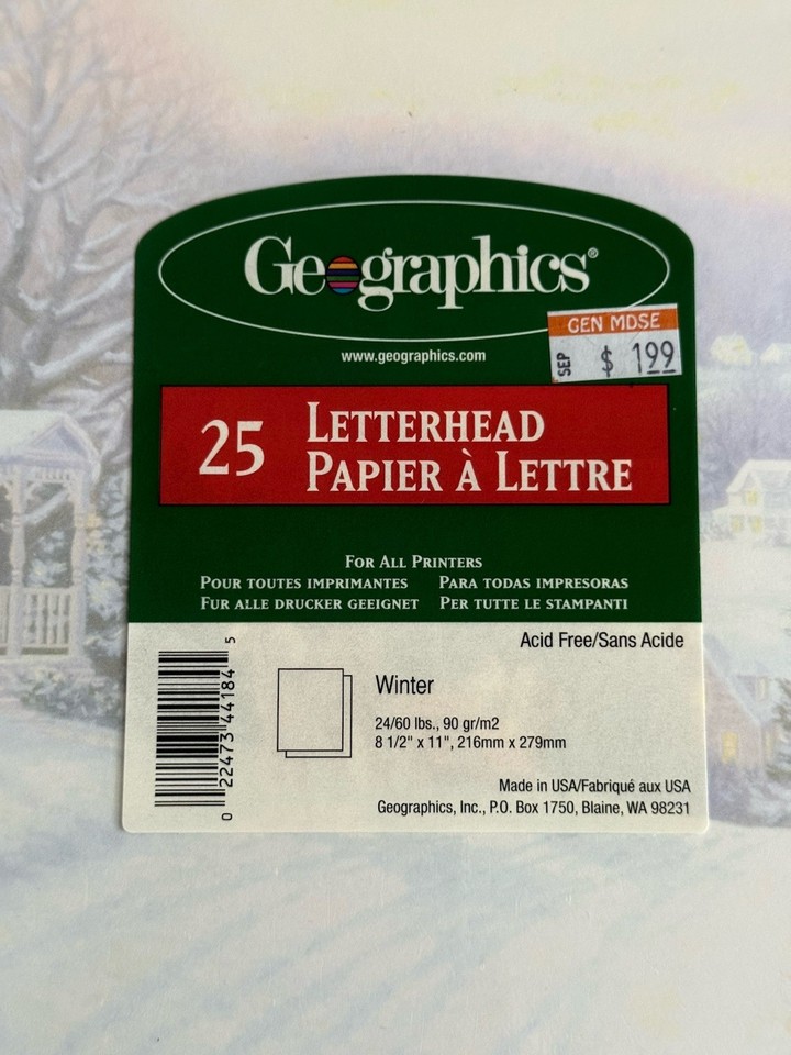 Geographics Paper Winter Letterhead 25 ct Winter Scene 8.5 x 11 ...
