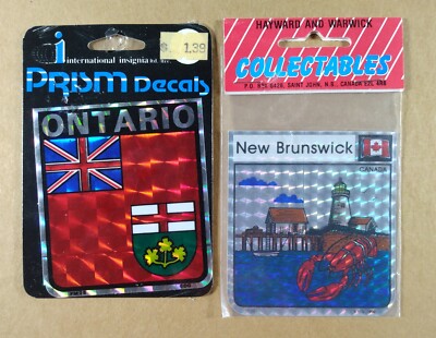 vintage Ontario & New Brunswick Canada Prism Reflective Car Decals ...
