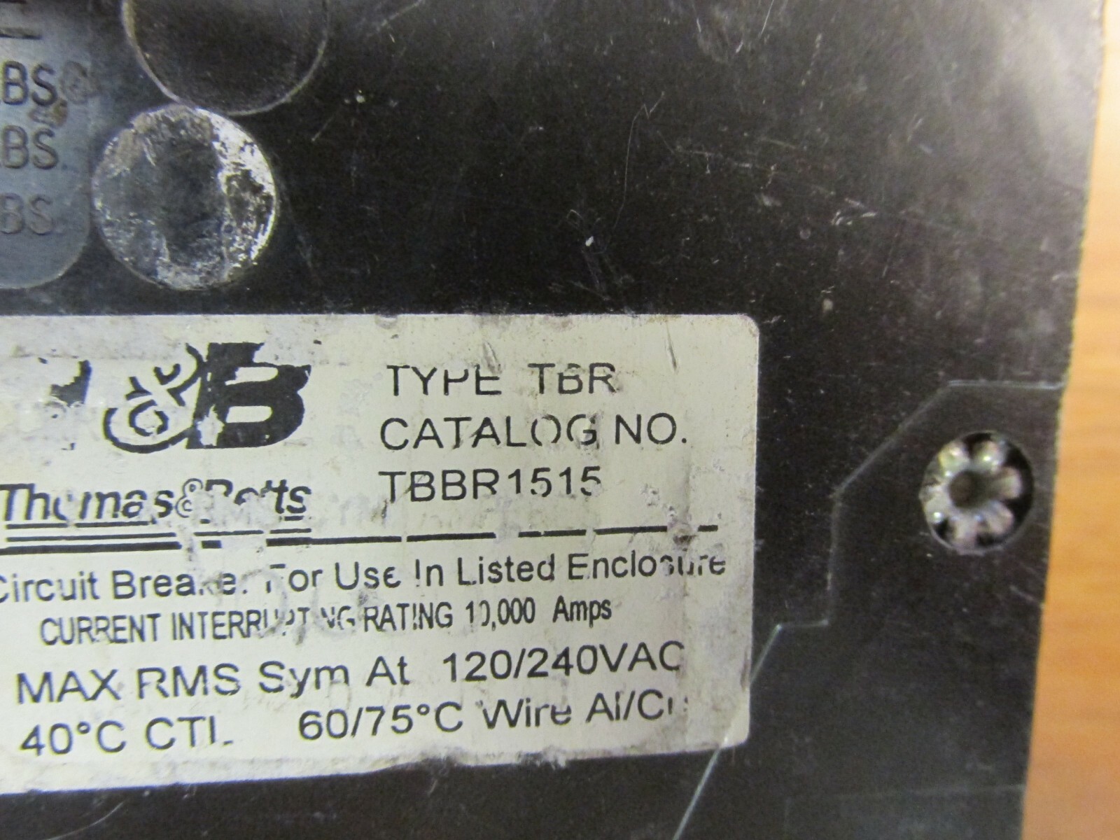 T+B Circuit Breaker Type TBR, 2-Pole, 15 Amp, Cat# TBBR1515 ... H-65 | eBay