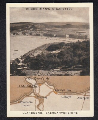 GREAT BRITAIN: 1937 BRITISH HOLIDAYS Card w Front Map LLANDUDNO ...