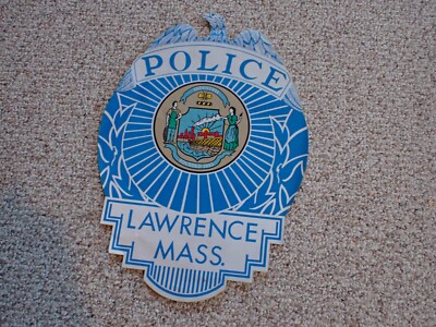 Early Lawrence massachusetts police cruiser decal 41 inches x 13 inches ...