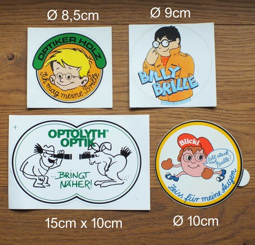4 X Sticker Aufkleber Optiker Holz Optholyt Billy Brille Blicki Zeiss ...