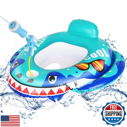 FOYOCER Shark Pool Floats Kids with Water Gun Inflatable Pool Floaties ...