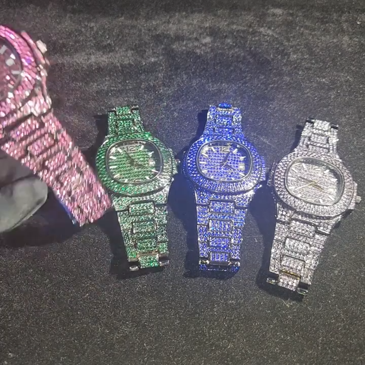 Luxury Hip Hop Ice Out Men's Women's Watch Iced King Bling VVS Green Cz ...