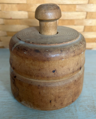 Antique Primitive Wooden Butter Mold Bell Press with Carved Fern Print ...