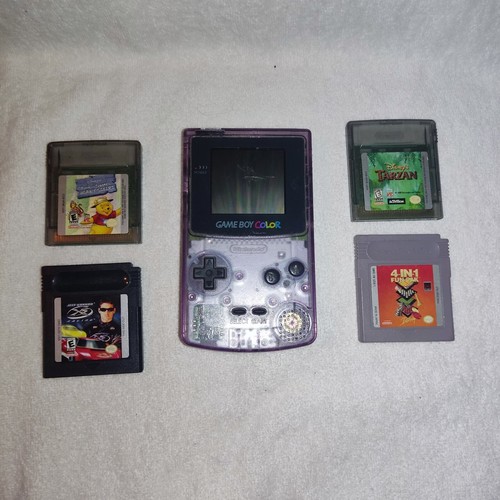 Game Boy Color GBC Atomic Purple Model CGB-001 Tested And Working W/4 ...