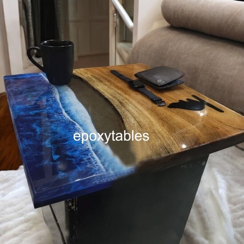 Custom Made Ocean Epoxy Resin Sofa Coffee Table Acacia Wooden Live Edge Home Dec | eBay