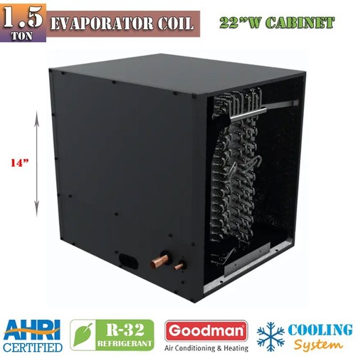 R32 Goodman 1.5 Ton Evaporator Coil CHPTA1822A3 Horizontal 22" Cabinet ...