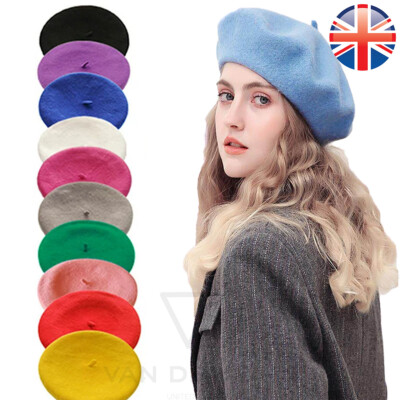Van Der Linn Plain Beret Unisex Wool Warm French Hat | eBay UK