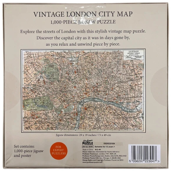 Vintage London City Map 1000 Piece Jigsaw Puzzle Professor Puzzle New ...