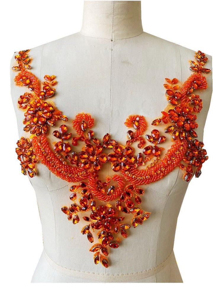 Crystal Rhinestone Motif Beads Decorative Collar DIY Applique for Wedding Dress | eBay